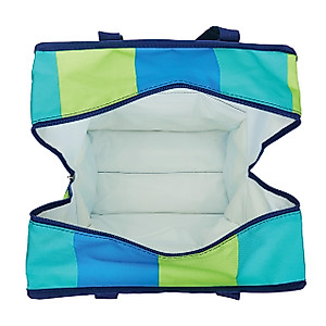 PackIt Freezable Grocery Shopping Bag with Zip Closure, Fresh Stripe