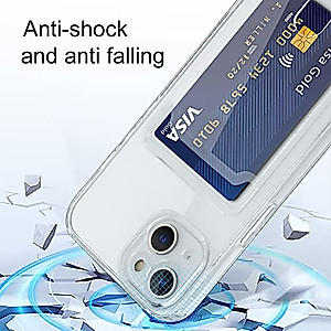 tharlet Compatible with iPhone 13 Wallet Clear Case with Card Holder, Non-Yellowing Phone Case, Precision Cut-Outs and TPU Bumper for Shock Absorption, Anti-Scratch Smudge-Proof (Matte Clear)