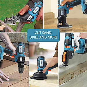 NEWONE 20V Cordless Drill Combo Kit,4-Tool Max Power Tool Combo Kit with Case,4 Attachment,Drill,Reciprocating saw, Oscillating tool, Sander with Accessories,2.0Ah Lithium-Ion Battery and Charger