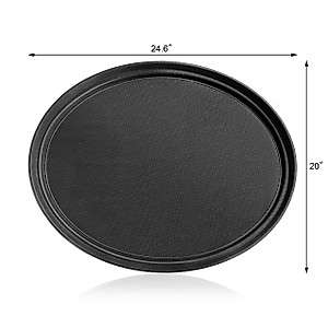 New Star Foodservice 25453 Non-Slip Tray, Plastic, Rubber Lined, Oval, 20.5 x 25.25-Inch, Black…
