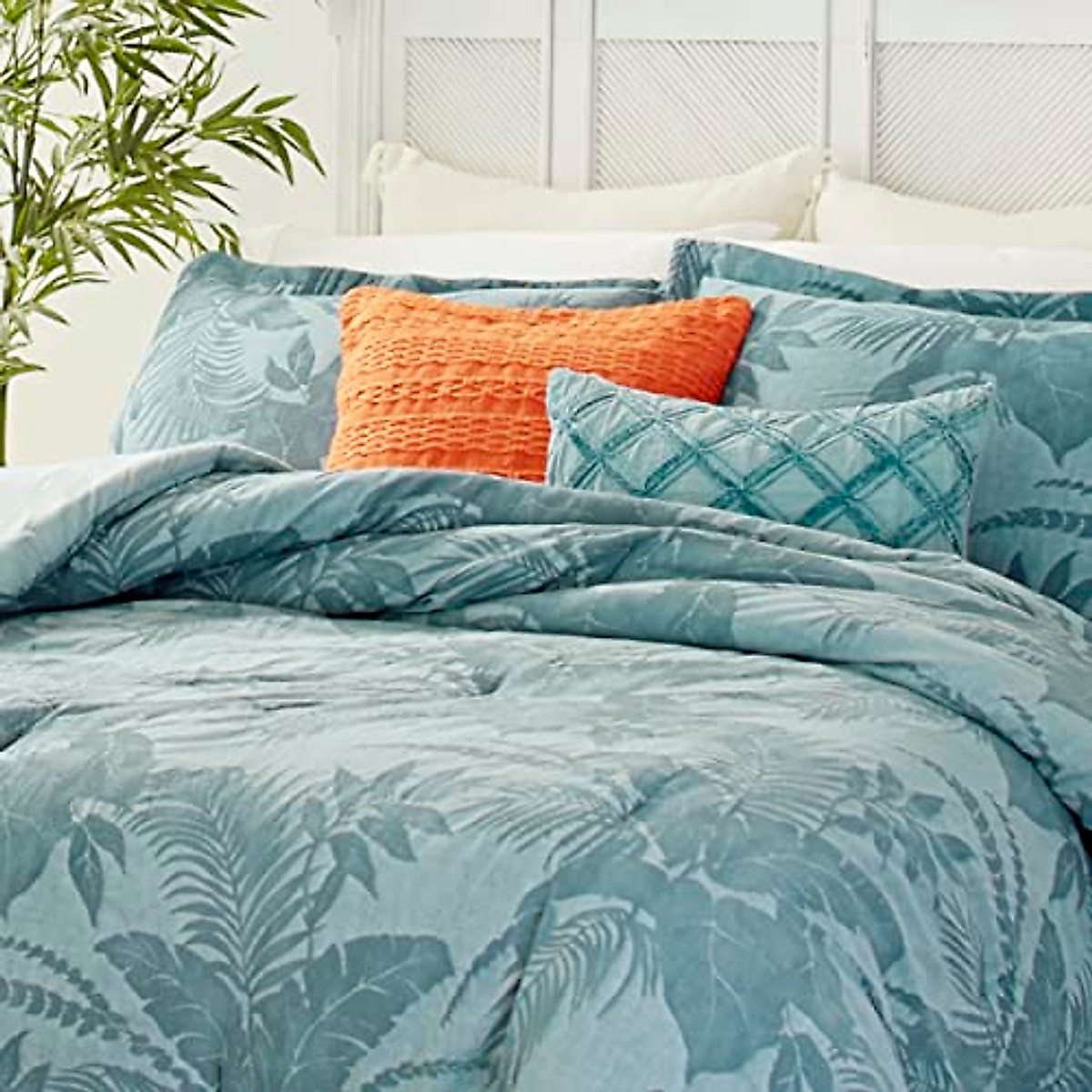 Tommy Bahama - California King Comforter Set, Cotton Bedding with Matching Shams & Bedskirt, All Season Home Decor (Abalone Blue, California King)