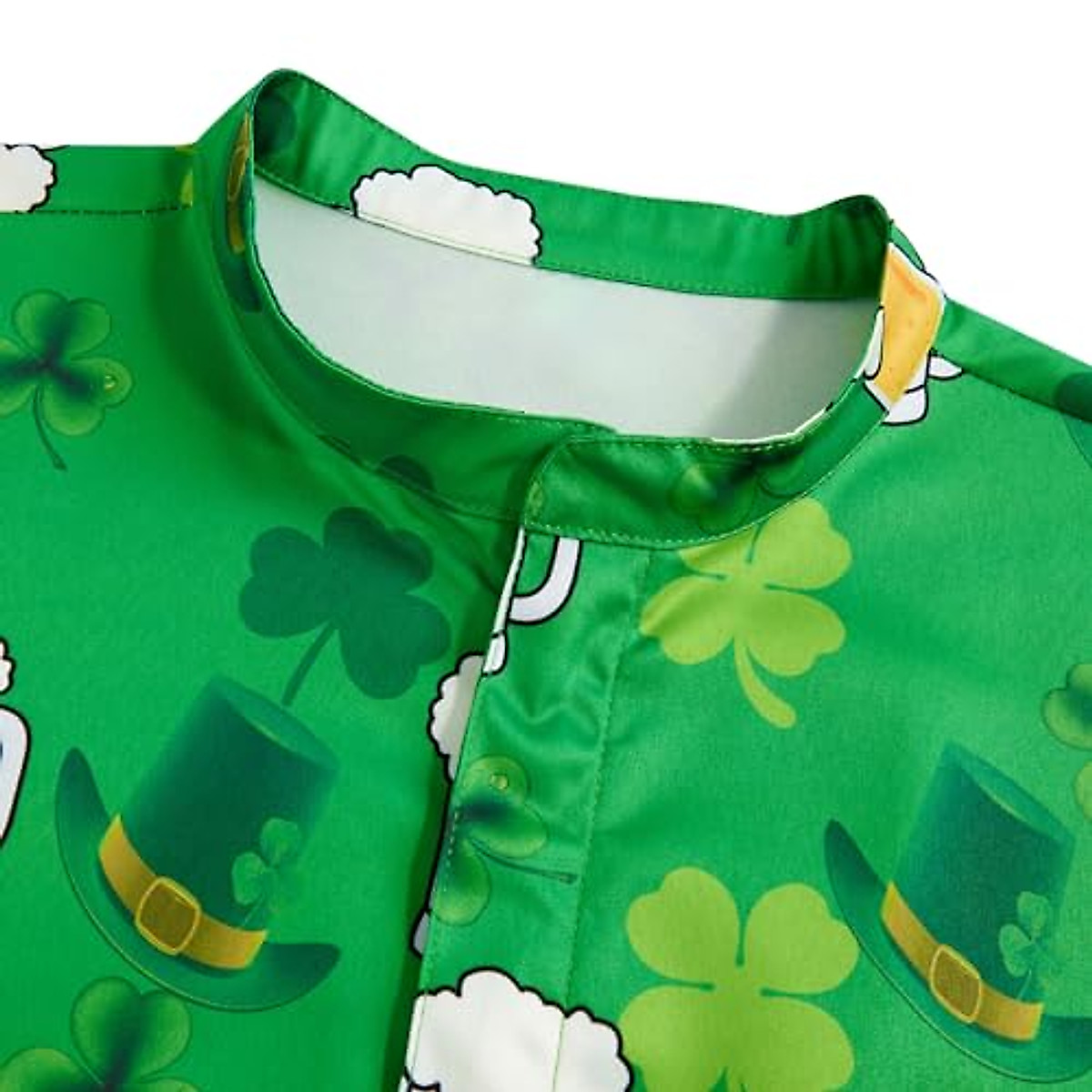 Idgreatim ST Patricks Day Romper for Men Green Shamrock Clover Short Sleeve One Piece Jumpsuit Outfits M