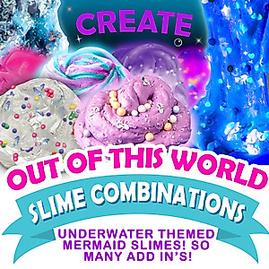 Original Stationery Mermaid Slime for Girls, 35 Pieces to Make DIY Glow in The Dark Slime with Glitter Slime Add Ins, Mermaid Gifts for Girls 9-12