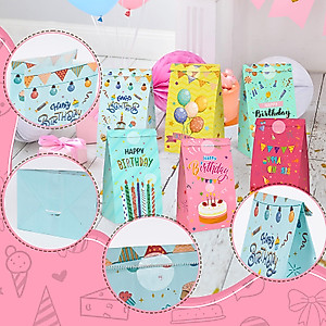VGOODALL 24PCS Happy Birthday Party Favor Bags, Birthday Theme Goodie Bags Gift Bags Treat Bags for Kids Birthday Party