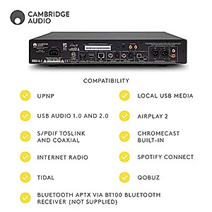 Cambridge Audio CXN V2 Stereo Network Streamer - All-in-One Wireless Media Streaming with WiFi (Lunar Grey)