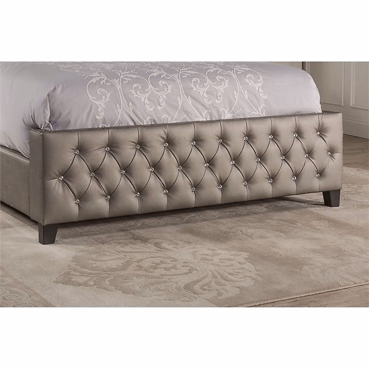 Atlin Designs Modern Faux Leather Upholstered King Panel Bed in Gray