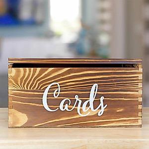 Darware Wooden Wedding Card Box for Receptions (Brown), Rustic Farmhouse Decorative Card Receiving Box for Birthdays, Showers, Graduations and More