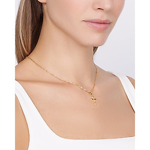 Jewelry Atelier Gold Filled Cross Necklaces – 14K Yellow Gold Filled Cross Pendant with Solid Clip Chain for Women and Men (Different Sizes and Styles with Extension/Adjustable Chain) (12.5mm width)