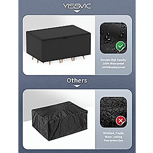 YISSVIC Patio Furniture Covers 96x64x40 inch Outdoor Furniture Covers Waterproof Windproof Anti-UV Rectangular Fits for 6-12 Seats