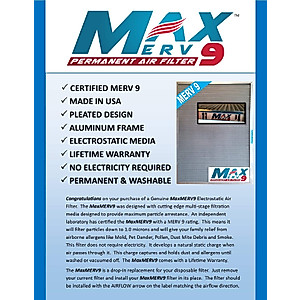 20x25x1 ALLERGY MAGNET WASHABLE FILTER - Highest MERV Rating in Permanent Electrostatic Furnace A/C Filters - Lifetime Warranty