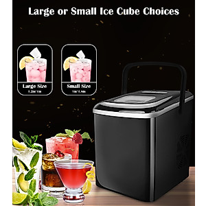 EVAMOKE Ice Makers Countertop with Handle, Nugget Ice Cubes Ice Machine with Basket and Ice Scoop, Portable Ice Maker 9 Cubes Ice Black Mini Bullet Ice Maker Small, Ice Maker for Home&Kitchen&Office