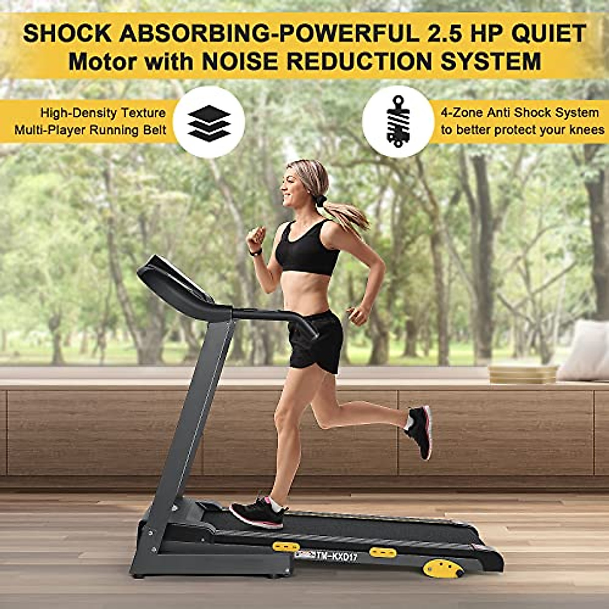Folding Treadmill Electric Treadmill Motorized Running Machine Tread Belt with 15 Preset Programs & Incline LCD Display & Cup Holder Home Gym 52.87 in(L)x26.77 in(W)x45.7 in(H)