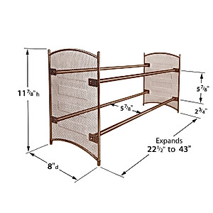 Lynk Expandable 2 Tier Stackable Shoe Rack - Steel Mesh Shoe Shelf - Bronze