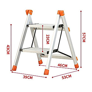 PENGJIE Folding Ladder Step Stool Ladder Stool 2 Step Folding Heavy Duty Steel Portable Anti Slip Mat Tread Compact 150 Kg Capacity