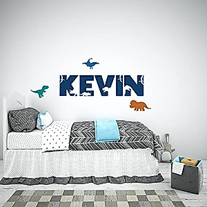 Custom Dinosaur Wall Name Vinyl Decal, Nursery Kids Boys & Girls Room Decor, Children's Dino Bedroom Decor
