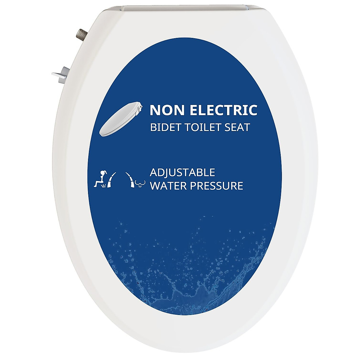 Toilet Bidet Seat Elongated, Non-Electric Bidet Seat, Swash Seat with Adjustable Water and Dual Nozzle System for Bathroom, Easy Installation, White Bidet Attachment