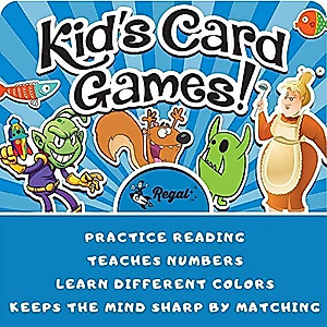 Regal Games - Kids Classic Card Games - Includes Old Maid, Go Fish, Slapjack, Crazy 8's, War, and Silly Monster Memory Match- for Family Game Nights, Parties - Set of 6 Games