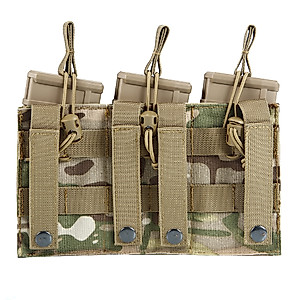 Triple Molle Mag Pouch Open-Top Bag for M4 M16 AK 5.56 Rifle Mag and Pistol Magazine Pouch Holder Airsoft Military Gear Camo