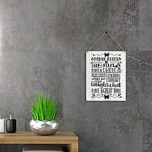 Funny Porch Rules Wood Plaque Sign Wall Hanging Porch Signs Farmhouse Home Rustic Porch Decor Gifts - 8x10 Inch