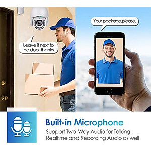 SV3C 5MP PTZ IP Camera Outdoor, Dual Band 2.4G 5GHZ WiFi Cameras, Auto Tracking 5X Optical Zoom Onvif Security Camera with Humanoid Detect, RTSP, Metal Case Waterproof, Two-Way Audio, SD Card Record