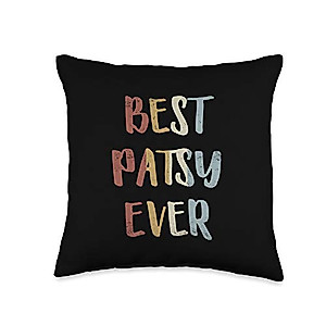 Custom Patsy Gifts & Designs for Girls Best Patsy Ever Retro Vintage First Name Gift Throw Pillow, 16x16, Multicolor