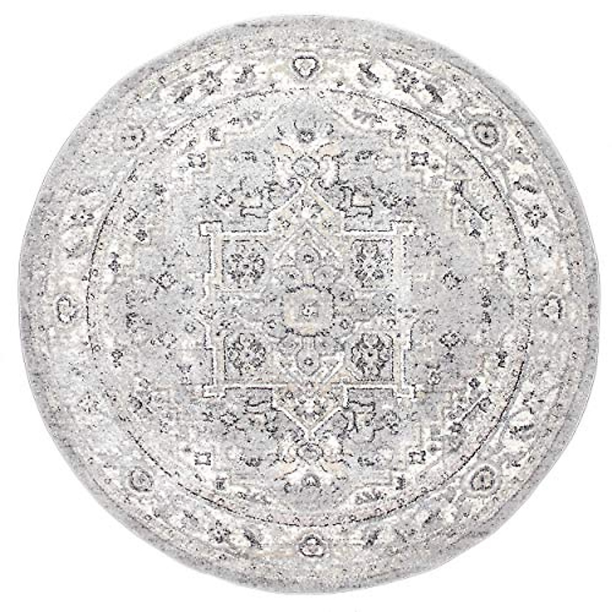 nuLOOM Transitional Medallion Gena Area Rug, 6' Round, Light Grey