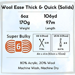 Lion Brand Wool Ease Thick & Quick Fig 640-146 (3-Skeins - Same Dye Lot) #6 S Bulky Acrylic-Wool Yarn for Crocheting and Knitting with Project Bag