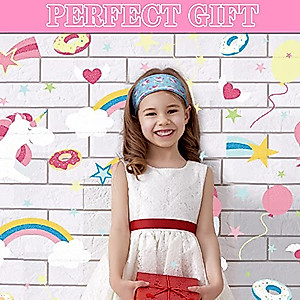 6 Pieces Unicorn Headbands for Girls Cute Elastic Bandeau Adjustable Wide Rainbow Headband No Slip Little Girl Hair Accessories Neck Gaiter Party Favors Stretch Hippie Turban for Children Kids Toddler