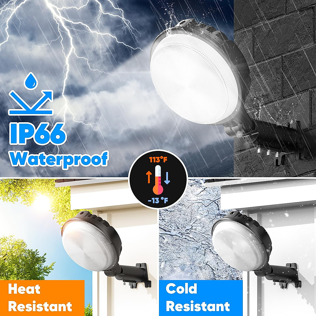 24000LM LED Barn Light, 150W Dusk to Dawn Outdoor Lighting, IP66 Waterproof Yard Light with Photocell, 150° Adjustable Outside Security Light with Mounting Arm, 6500K Area Street Light for Garage