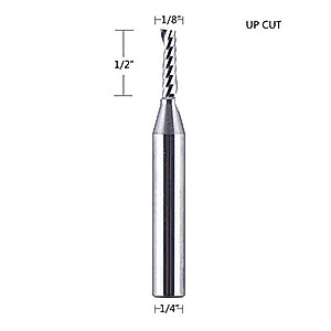 SpeTool O Flute UpCut 1/8" X 1/2" Carbide End Mill Single Flute Spiral CNC Router Bit Aluminum Acrylic Woodworking Cutte