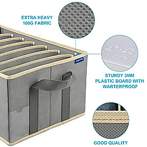 roomtalk Wardrobe Clothes Organizer for Shirts & Pants 8-Grids, Clothes Organizer for Folded Clothes with Double Handles & Label Pocket, 11.8" W x 16.5" D x 7.9" H, 2 Pack Grey.