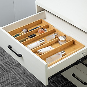 Utoplike Bamboo Expandable Kitchen Drawer Organizer, Adjustable Utensil Holder and Cutlery Tray Organiser, Drawer Divider for Silverware, Flatware, Knives in Kitchen, Bedroom, Living Room