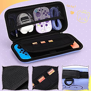 Weewooday Rabbit Protective Case and Carrying Case, Soft Slim Case Cover for Console and Controllers, Hard Shell Travel Carrying Bag with 12 Game Card Slots (Compatible with Switch)
