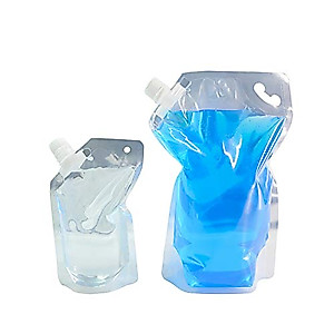 20 pcs Transparent Spout Pouches Drink Bags Plastic Squeeze Pouches Wine Flask Pouch Reusable & Concealable Juice Sauce Shampoo Liquor Packaging Bags (250 ml, STCB-250)(4.33x6.89+1.18 in)