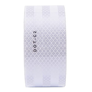 White High Visibility DOT-C2 Reflective Tape 2 inch x 20 feet Safety Warning Conspicuity Tape Waterproof Self-Adhesive Tape for Trailer Vehicles Trucks Vans Bikes Cargos Helmets Poles
