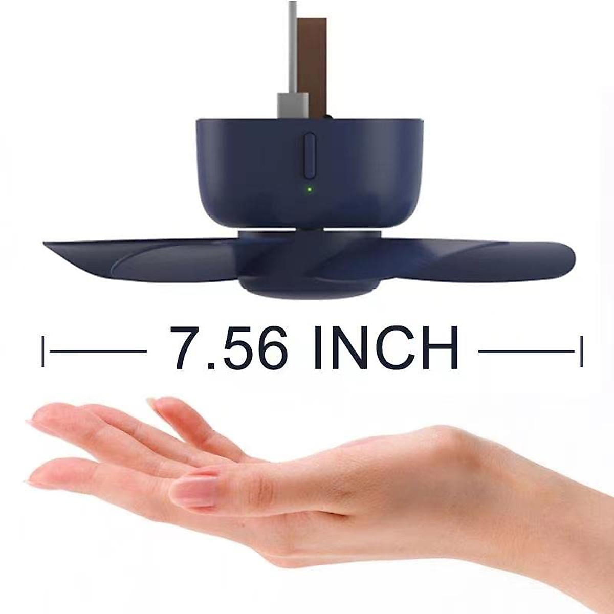 VVU&CCO Small Portable Ceiling Fan NOT Battery Powered -7.5 inch Diameter, Mini USB Tent Fans with Remote Control for Camping, Canopy Hanging Fan, Small Ceiling fan for Outdoor Gazebo, Silent Design