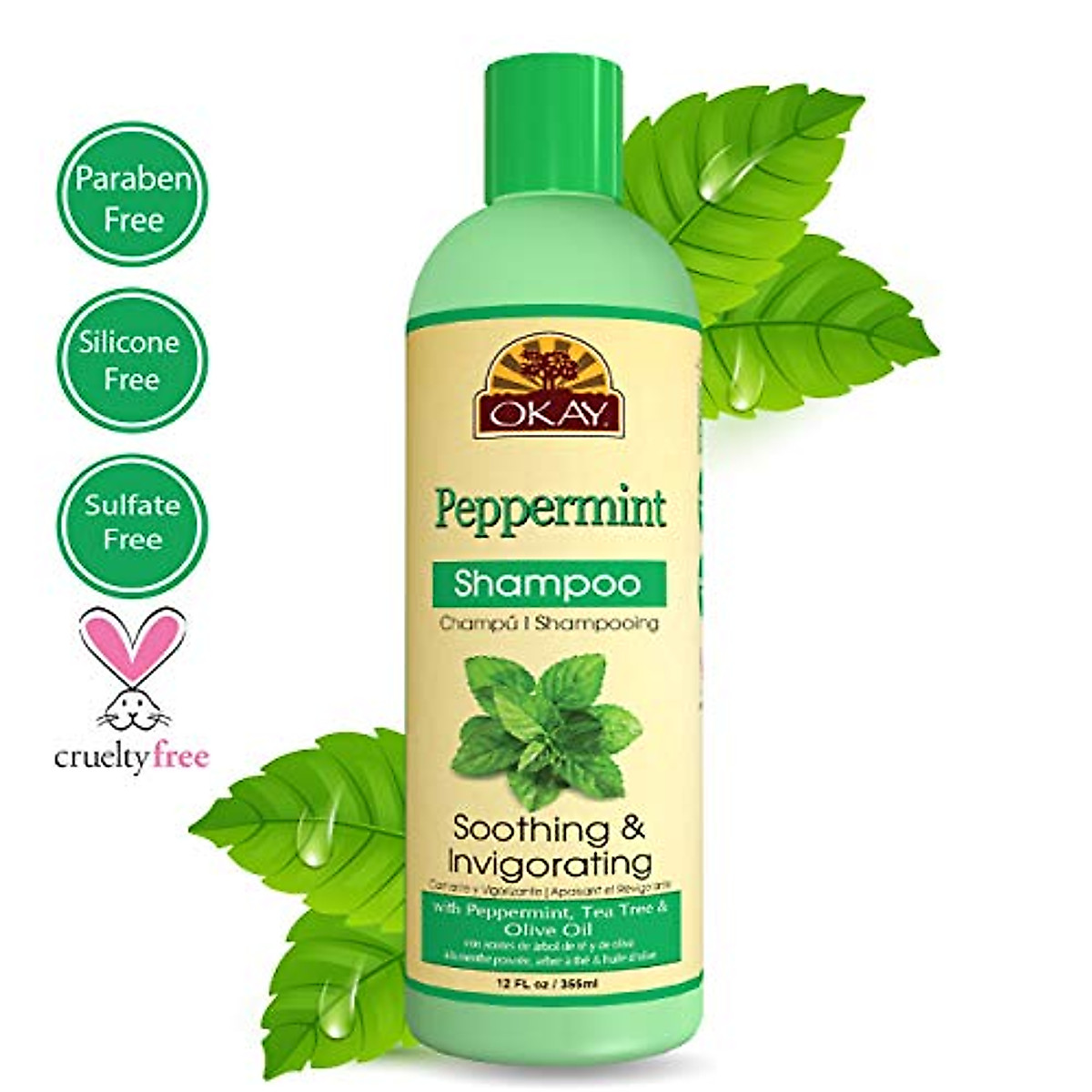 OKAY PEPPERMINT Soothing and Invigorating SHAMPOO 12oz / 355ml