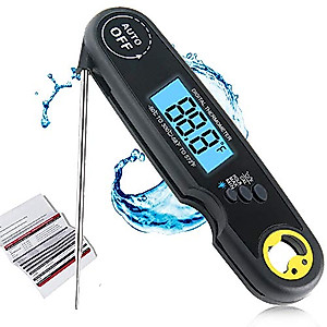 Instant Reading Meat Thermometer-Best Waterproof with Extra Long Probe,Ultra Fast Thermometer, with Backlit LCD Digital Thermomete Outdoor Cooking, BBQ and Kitchen Cooking Food Thermometer