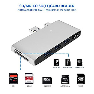 Surface Pro 4/Pro 5/Pro 6 Docking Station USB Hub USB 3.0 Hub Adapter, SD & TF/Micro SD Memory Card Reader, 4K HDMI Port Converter Accessories for Microsoft Surface Pro 6/5/4