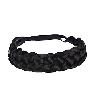 TOECWEGR 5 Strands Synthetic Hair Braided Headband Hairpiece Classic Chunky Wide Plaited Braids ElasticMulti Color Headband Ladies Beauty Hair Accessories …