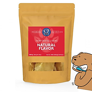 Redbone Nutrition Pet Hemp Dental Chews - Fish-Oil Based Pet Dental Chews for Dogs - CLEANS TEETH, DOG DENTAL CARE, Stress Relief, Dog Joint Pain Relief - Natural Dog Chews. (Natural Flavor)