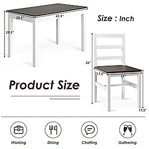 MFCHY 5 Piece Cutlery Set Solid Wood Compact Kitchen Dining Table and 4 Chairs Furniture