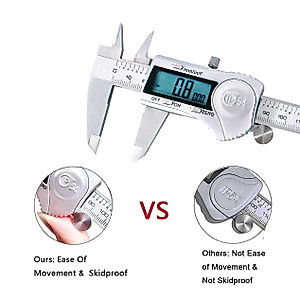 Kynup Caliper, Digital Caliper, Caliper Measuring Tool with Stainless Steel, Easy Switch from Inch Metric Fraction, Large LCD Screen, IP54 Waterproof Protection Design