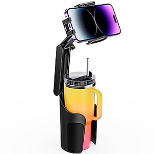 TAZENI Cup Holder Phone Mount for Car Bottle Friendly Cup Phone Holder for Car High Adjustable Cell Phone Cup Holder Expander for Car Easy Install & Sturdy & Durable Fit 4-7‘’ iPhone Android