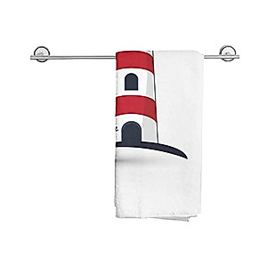 B TREE Nautical Theme Anchor Lighthouse Highly Absorbent Decorative Hand Towel Multipurpose for Bathroom Hotel Gym Spa Soft Fingertip Towels