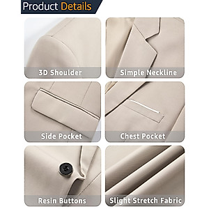 MrSure Men’s 3 Piece Suit Blazer, Slim Fit Tux with One Button, Jacket Vest Pants & Tie Set for Party, Wedding and Business Black