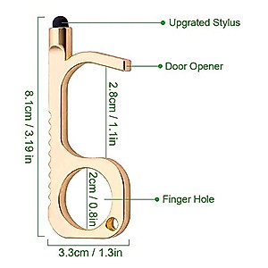 No Touch Door Opener Tool 4 Pack Touchless Keychain Hand Tools with Stylus, Non Contact for Touchscreens, Handles, Buttons