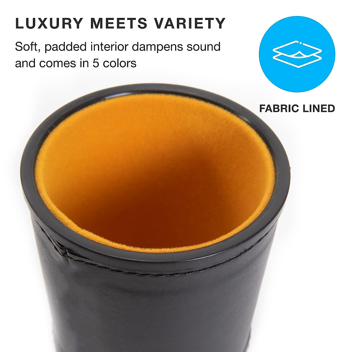 Brybelly Dice Set with Dice Shaker Cup - Perfect for Casino Dice Game - Dice Games for Family - Quality Leather Dice Cup - Poker Dice Shaker - Multicolor Dice Cups and 25 Multicolor Dice Sets