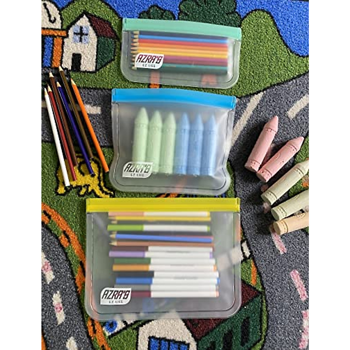 Reusable Storage Bags – 12 Pack BPA FREE PEVA LEAKPROOF Ziplock Freezer Bags (4 Gallon Bags, 4 Sandwich Bags, 4 Snack Bags) EXTRA THICK Resealable Bags for Meat Fruit Veggies