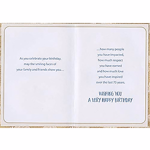 Designer Greetings White Feathers - Celebrating 75 Wonderful Years Age 75 / 75th Birthday Card